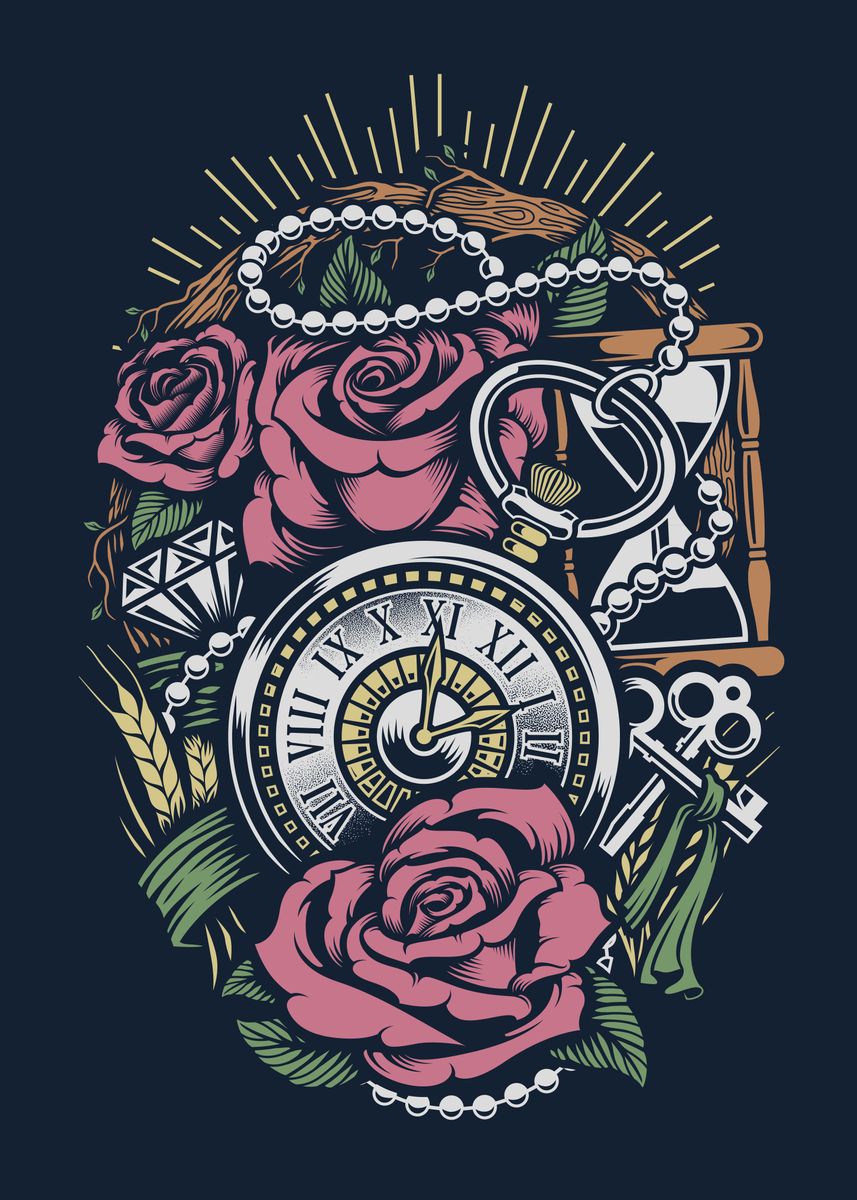 'Precious Time' Poster, picture, metal print, paint by Sam Kal | Displate