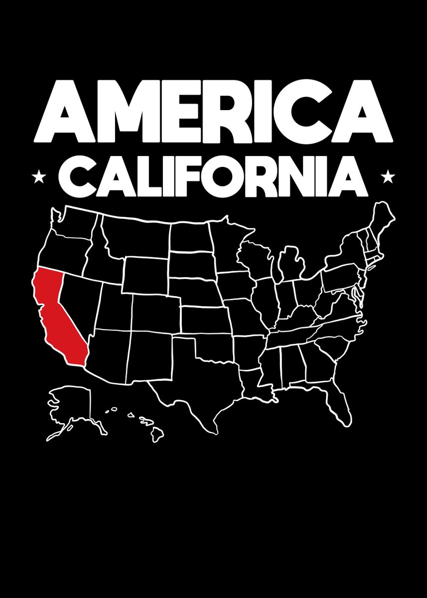 'USA gift California State' Poster, picture, metal print, paint by ...