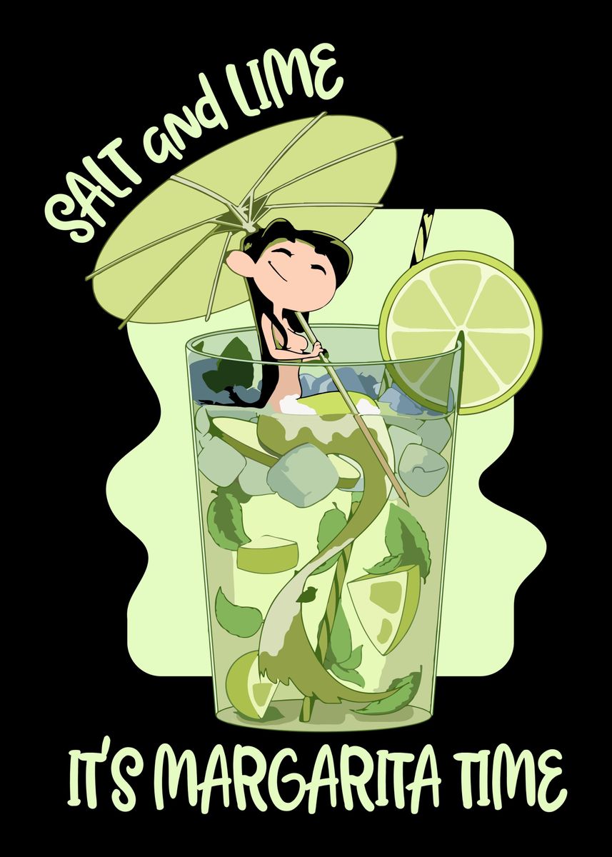 'Margarita Time Cocktail' Poster, picture, metal print, paint by ...