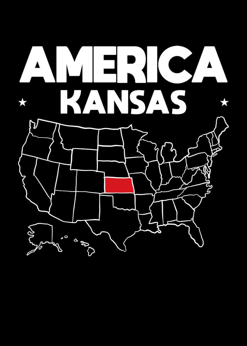 'USA gift Kansas State' Poster, picture, metal print, paint by cecatto ...
