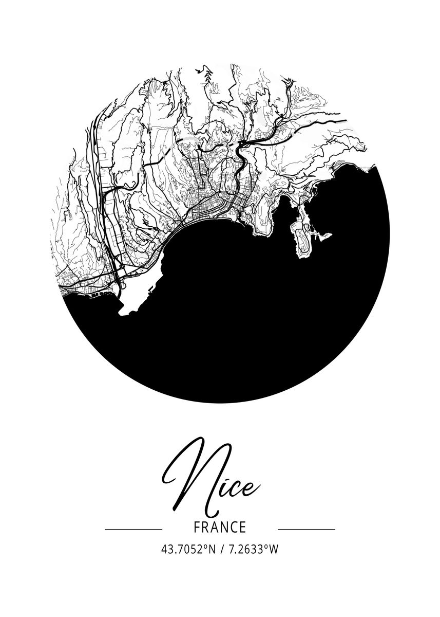 'Nice Area City Map' Poster, picture, metal print, paint by Tien ...