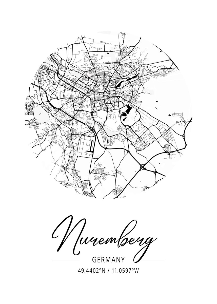 'Nuremberg Area City Map' Poster, picture, metal print, paint by Tien ...