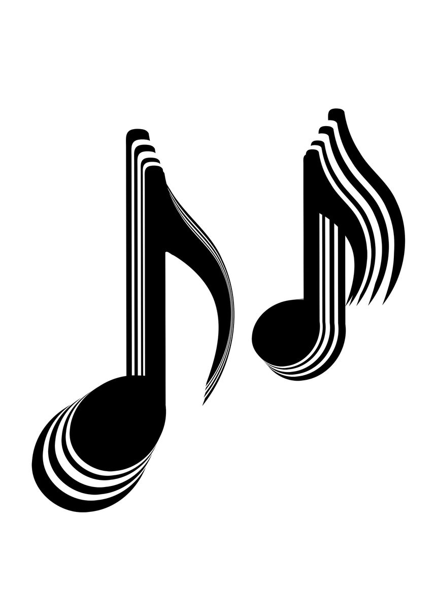 'DOUBLE NOTE BLACK WHITE' Poster by Atomic Chinook | Displate