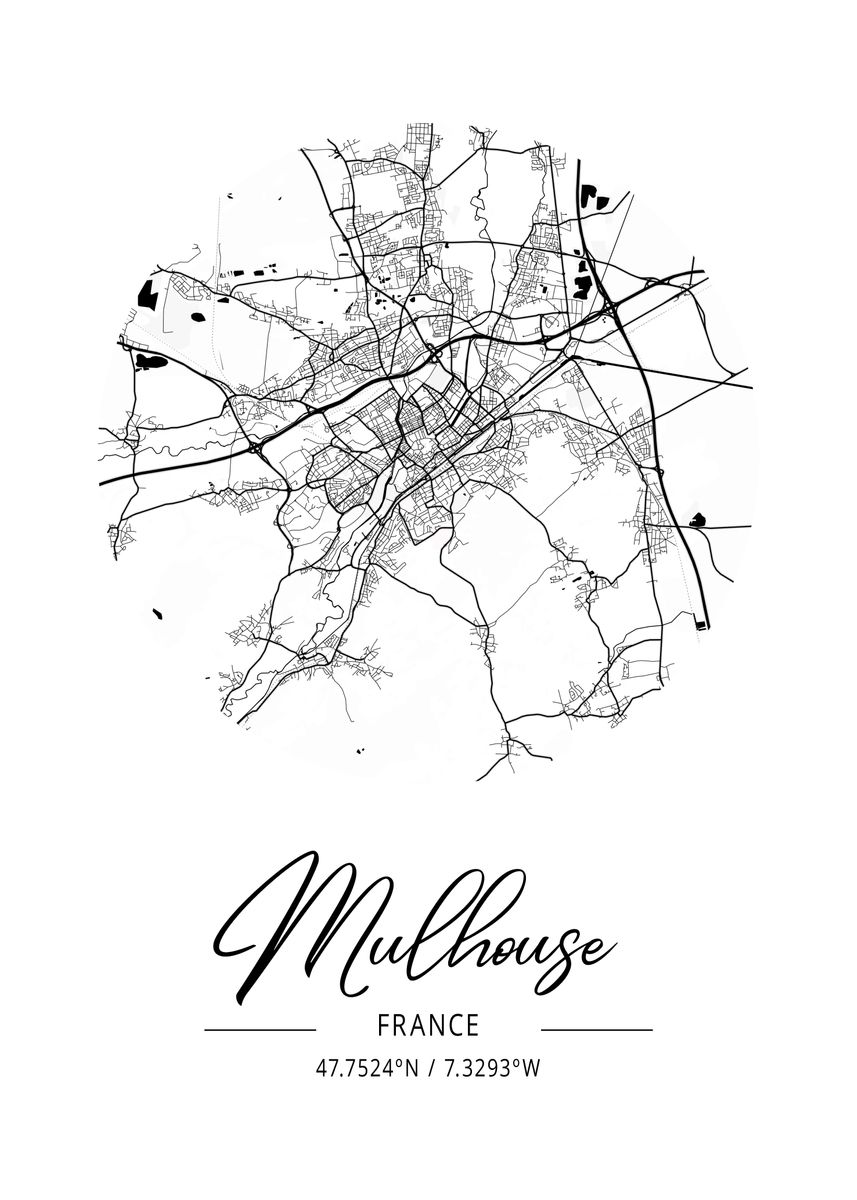 'Mulhouse Area City Map' Poster, picture, metal print, paint by Tien ...