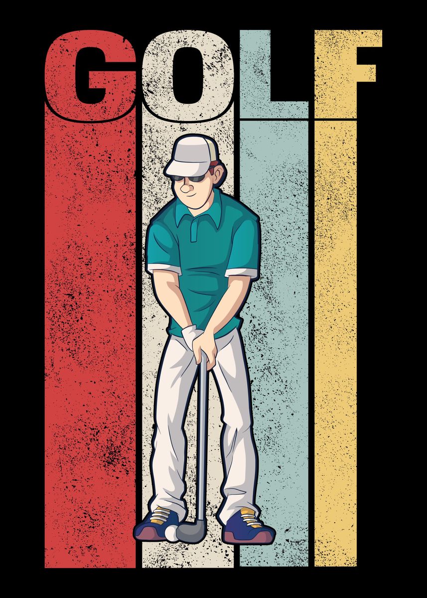 'Golfer Golf Retro Golfing ' Poster, picture, metal print, paint by ...