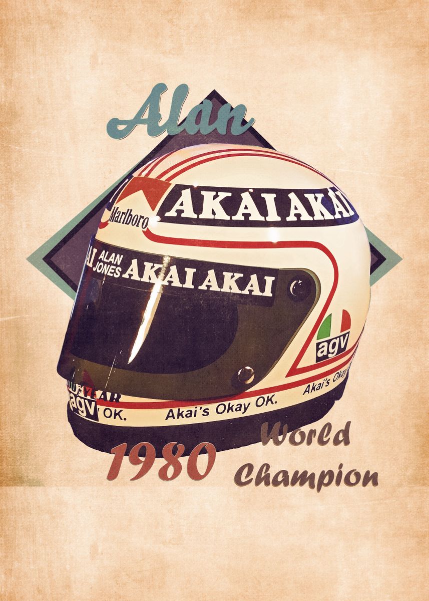 'Alan Jones helmet' Poster, picture, metal print, paint by Abraham ...