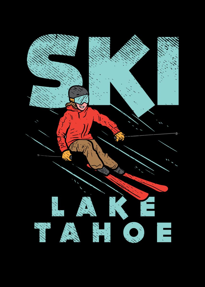 'Skiing' Poster, picture, metal print, paint by Shiva121 | Displate