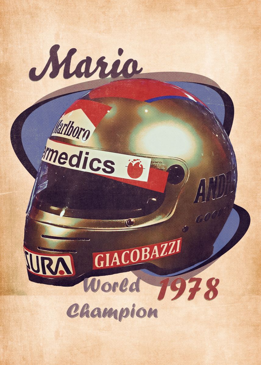 'Mario Andretti helmet' Poster by Abraham Szomor | Displate