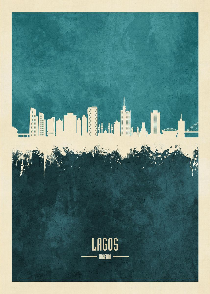 'Lagos Skyline Nigeria' Poster, picture, metal print, paint by Michael ...