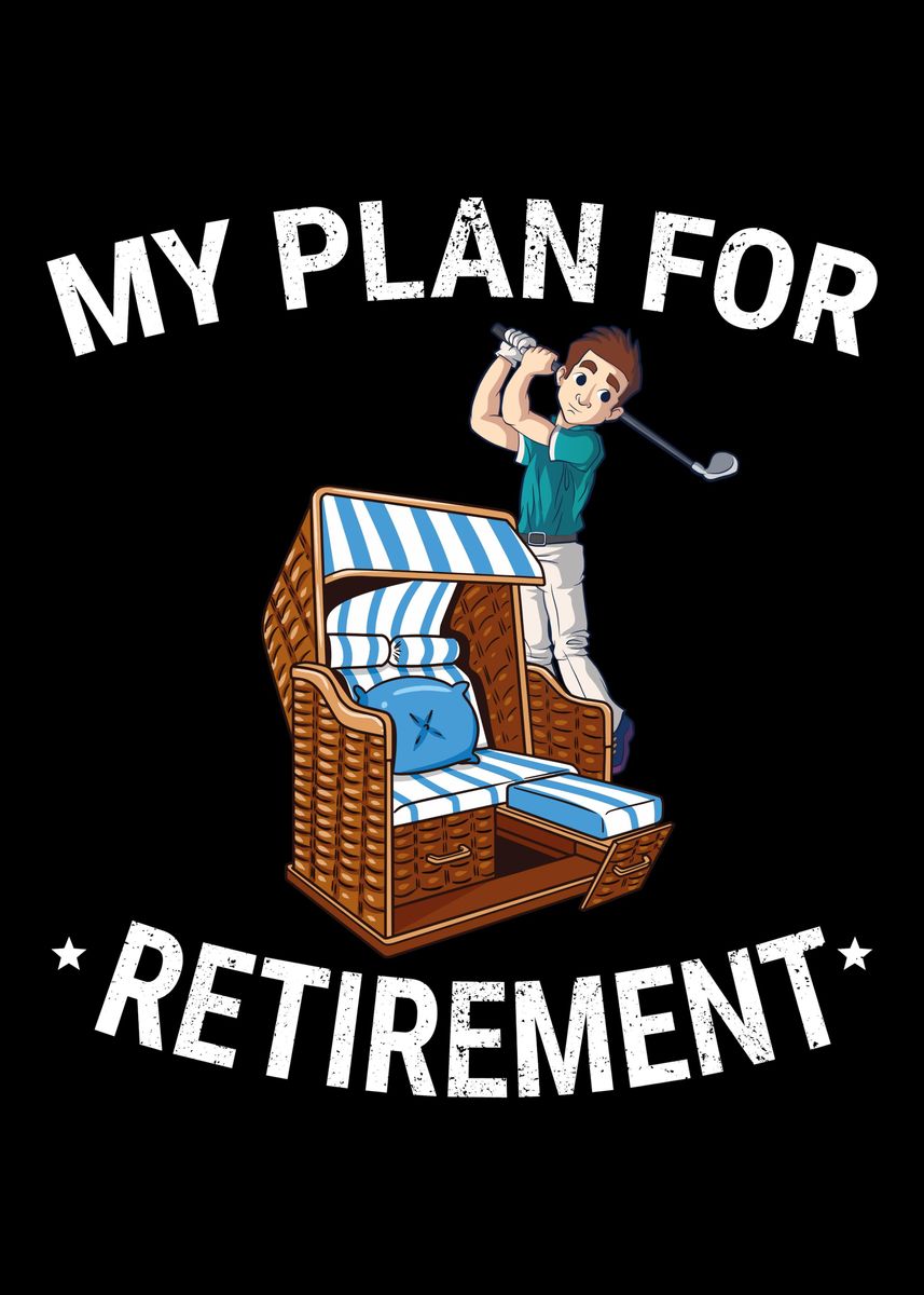 'Retiredry Golf Beach Plan ' Poster, picture, metal print, paint by ...