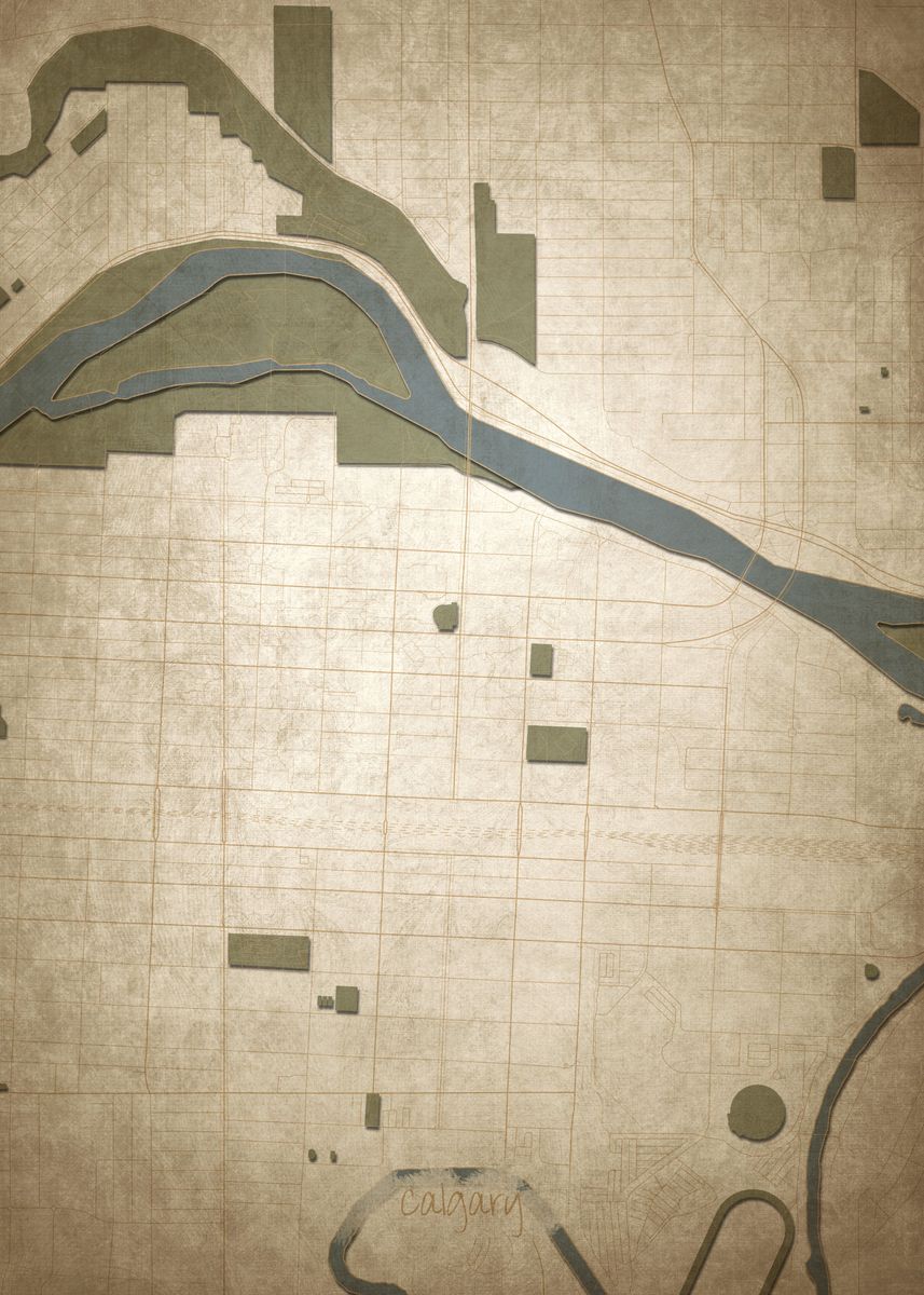 'Calgary Downtown Map' Poster, picture, metal print, paint by MauriTz ...