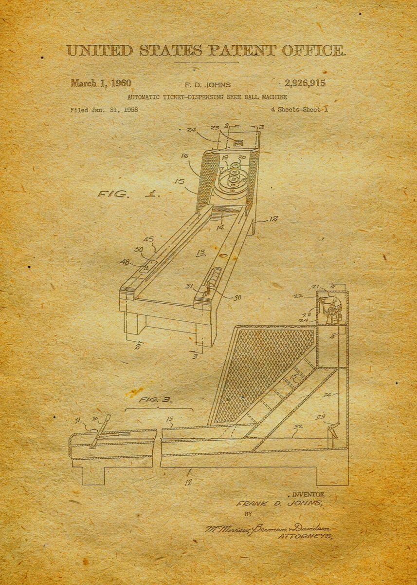 '20 Skee Ball Machine Pate' Poster, picture, metal print, paint by ...