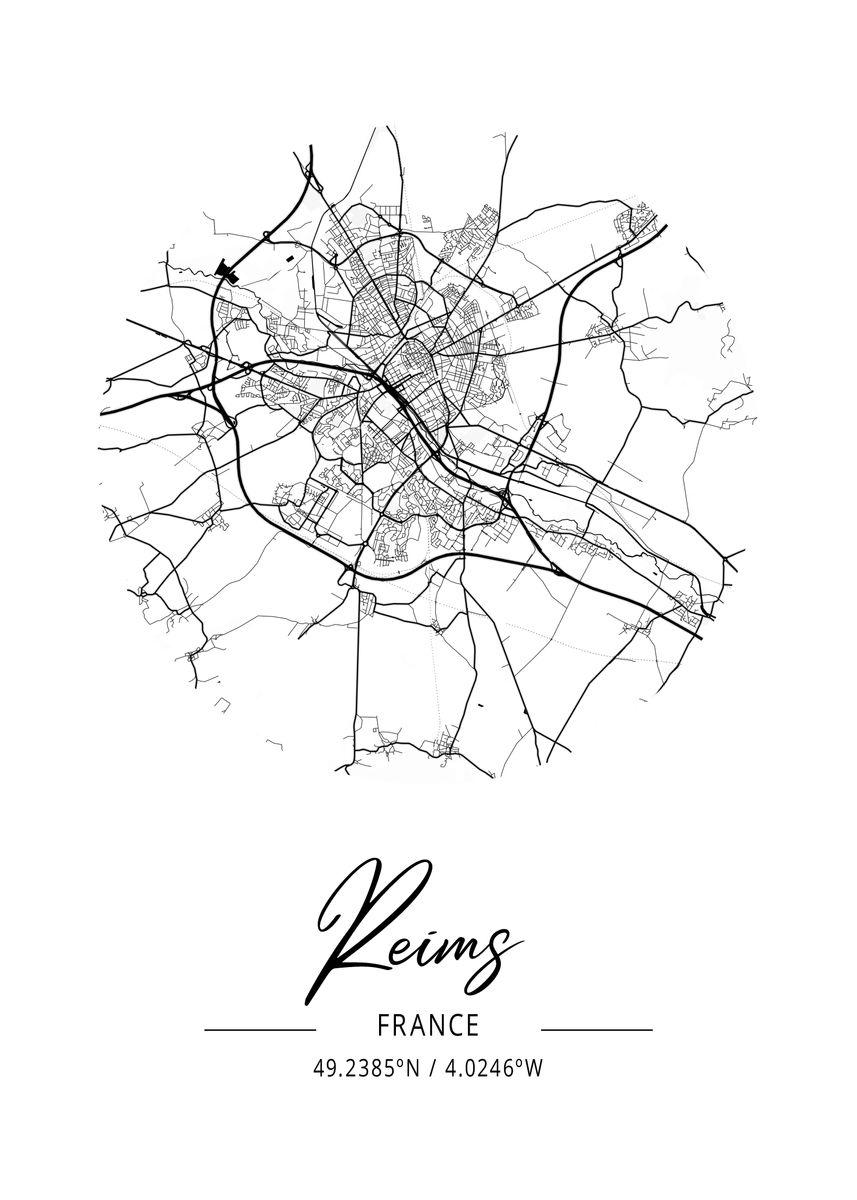 'Reims Area City Map' Poster by Tien Stencil | Displate