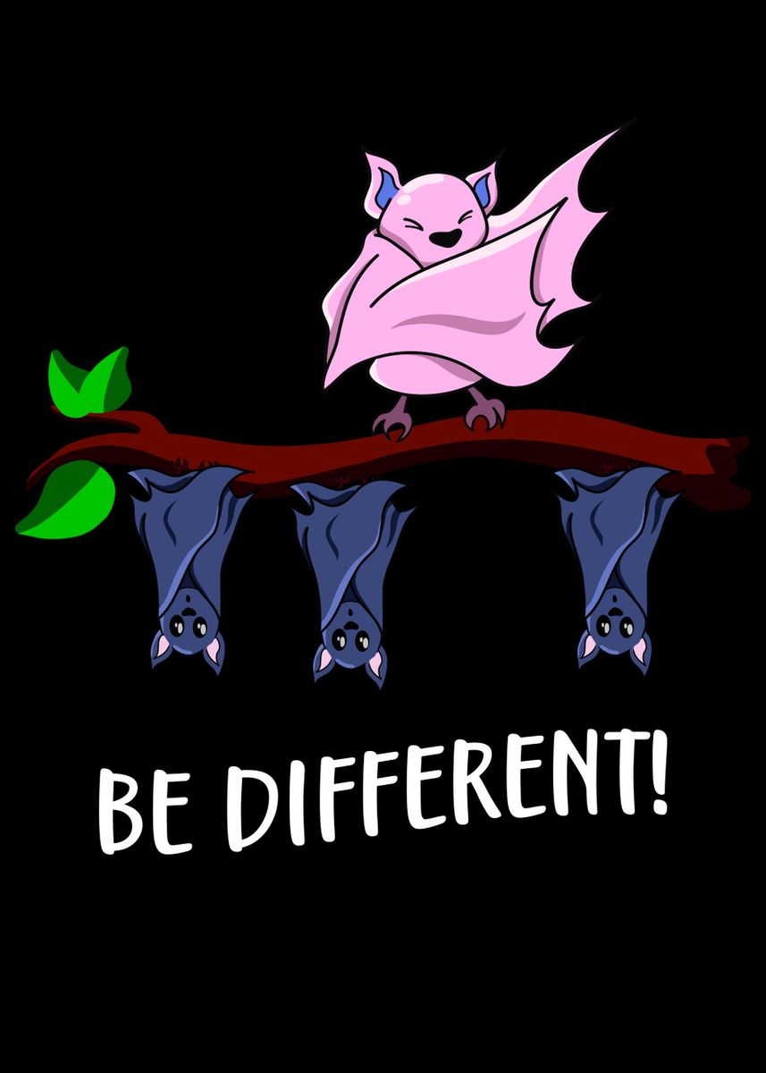 'Funny Dab Bat cute Bats' Poster, picture, metal print, paint by Foxxy ...