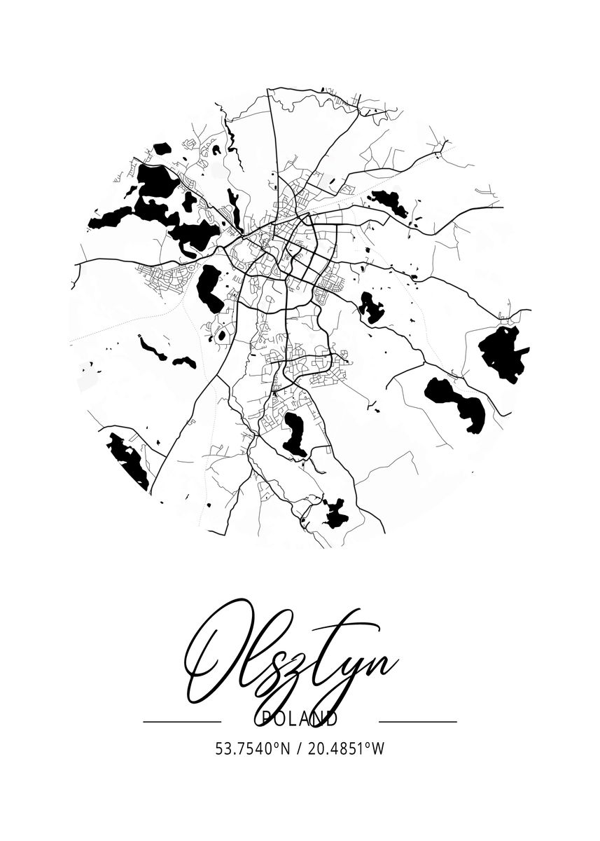 'Olsztyn Area City Map' Poster by Tien Stencil | Displate