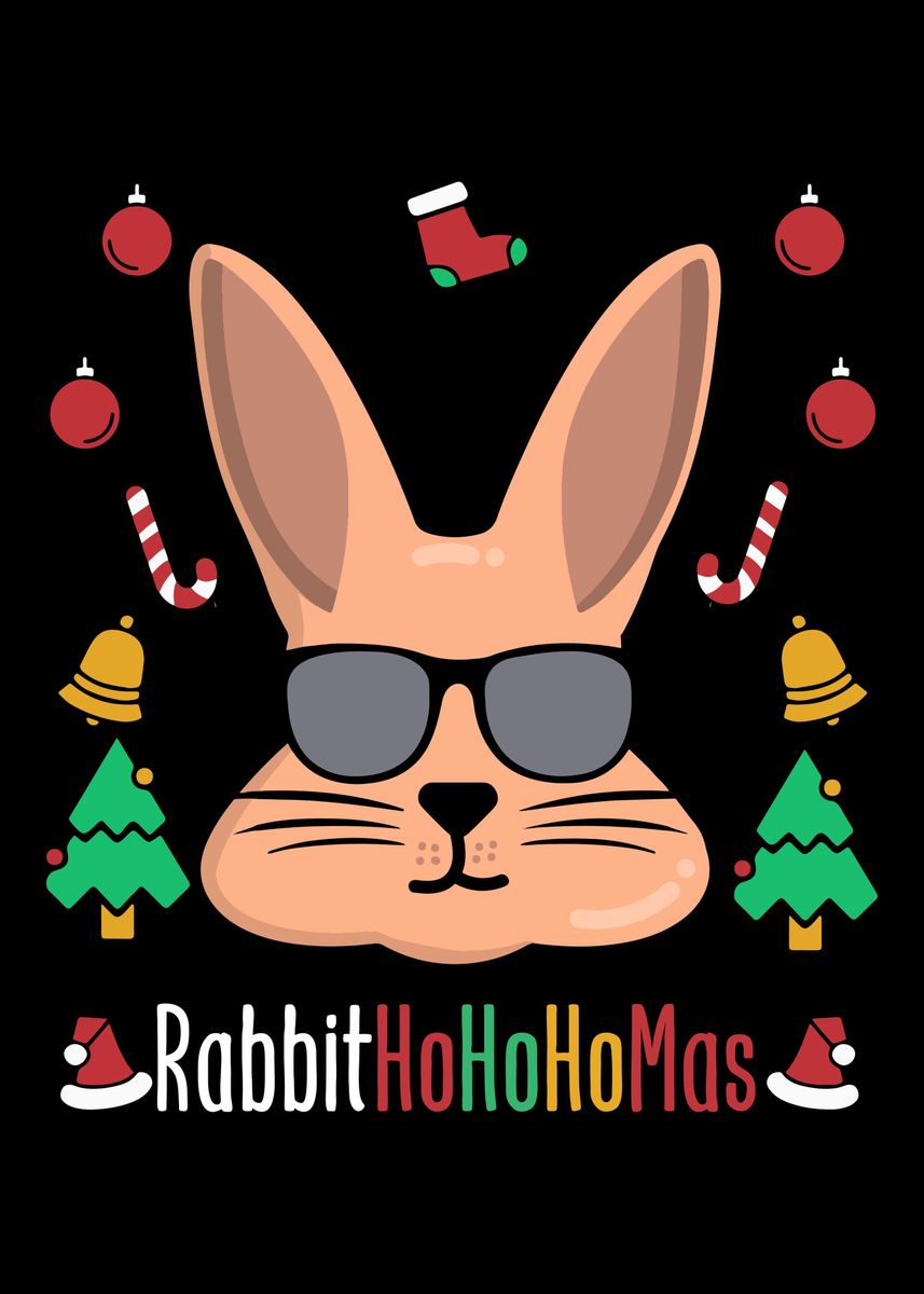'Christmas Animal Rabbit' Poster by Sebastian Wünsche | Displate