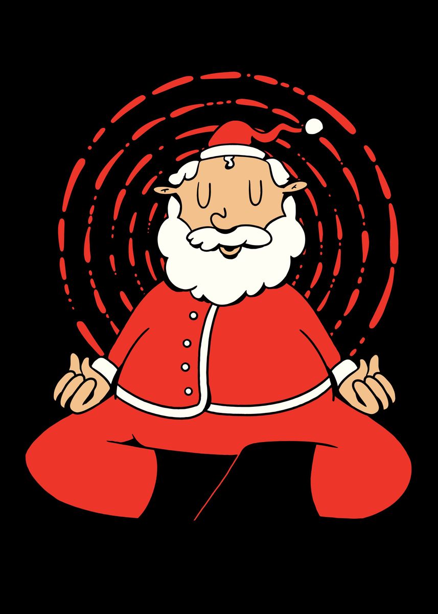 'Meditating Santa' Poster, picture, metal print, paint by ...