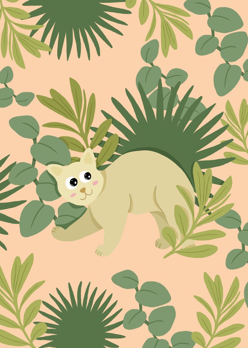 'Cat' Poster, picture, metal print, paint by Wayan Studio | Displate