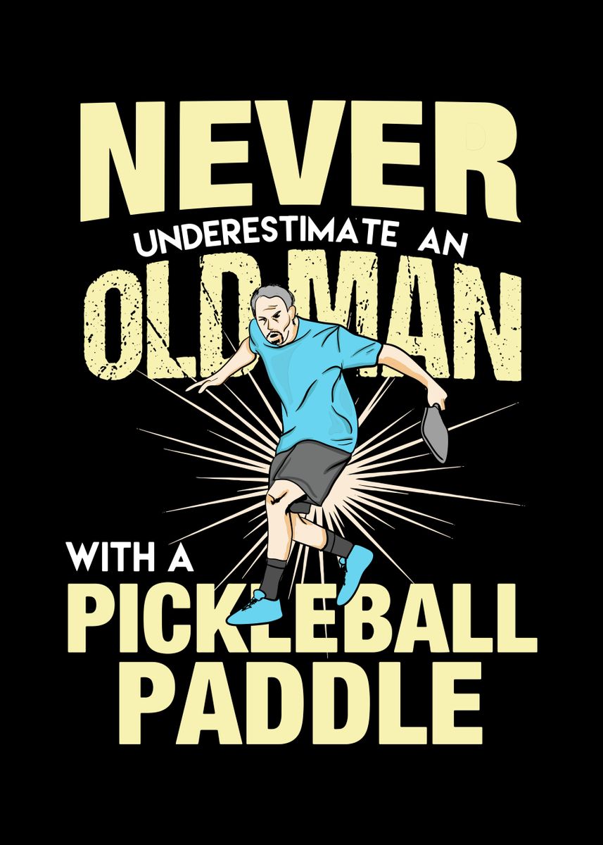 'Old Man With A Pickleball' Poster, picture, metal print, paint by ...