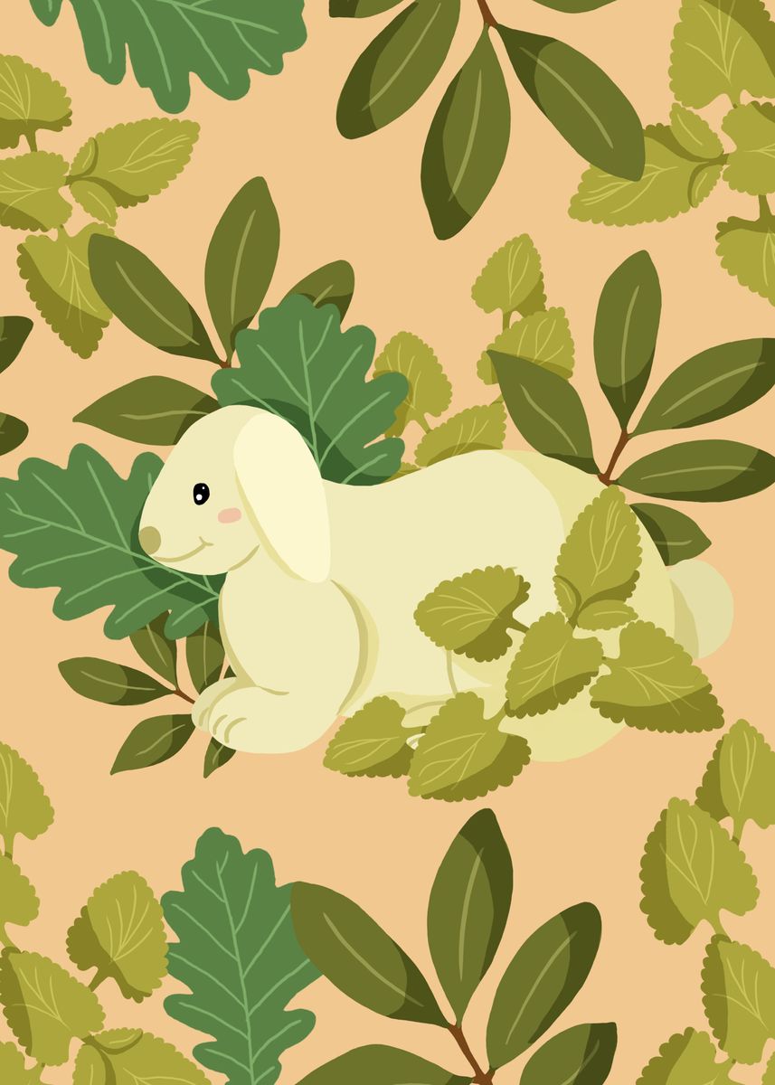 'Rabbit' Poster, picture, metal print, paint by Wayan Studio | Displate