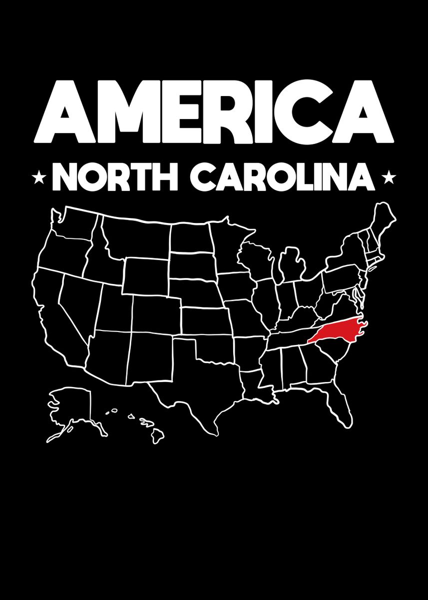 'USA North Carolina State' Poster, picture, metal print, paint by ...