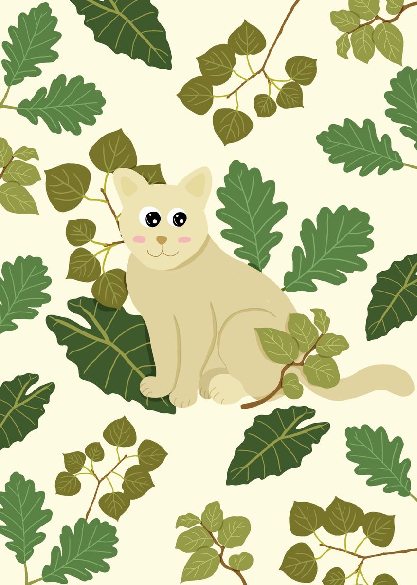 'Cat' Poster, picture, metal print, paint by Wayan Studio | Displate