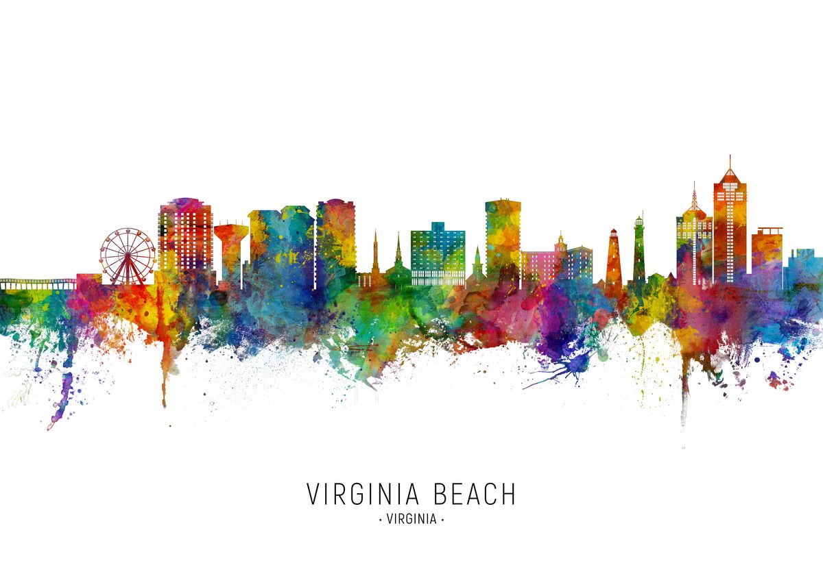 'Virginia Beach Skyline' Poster by Michael Tompsett | Displate