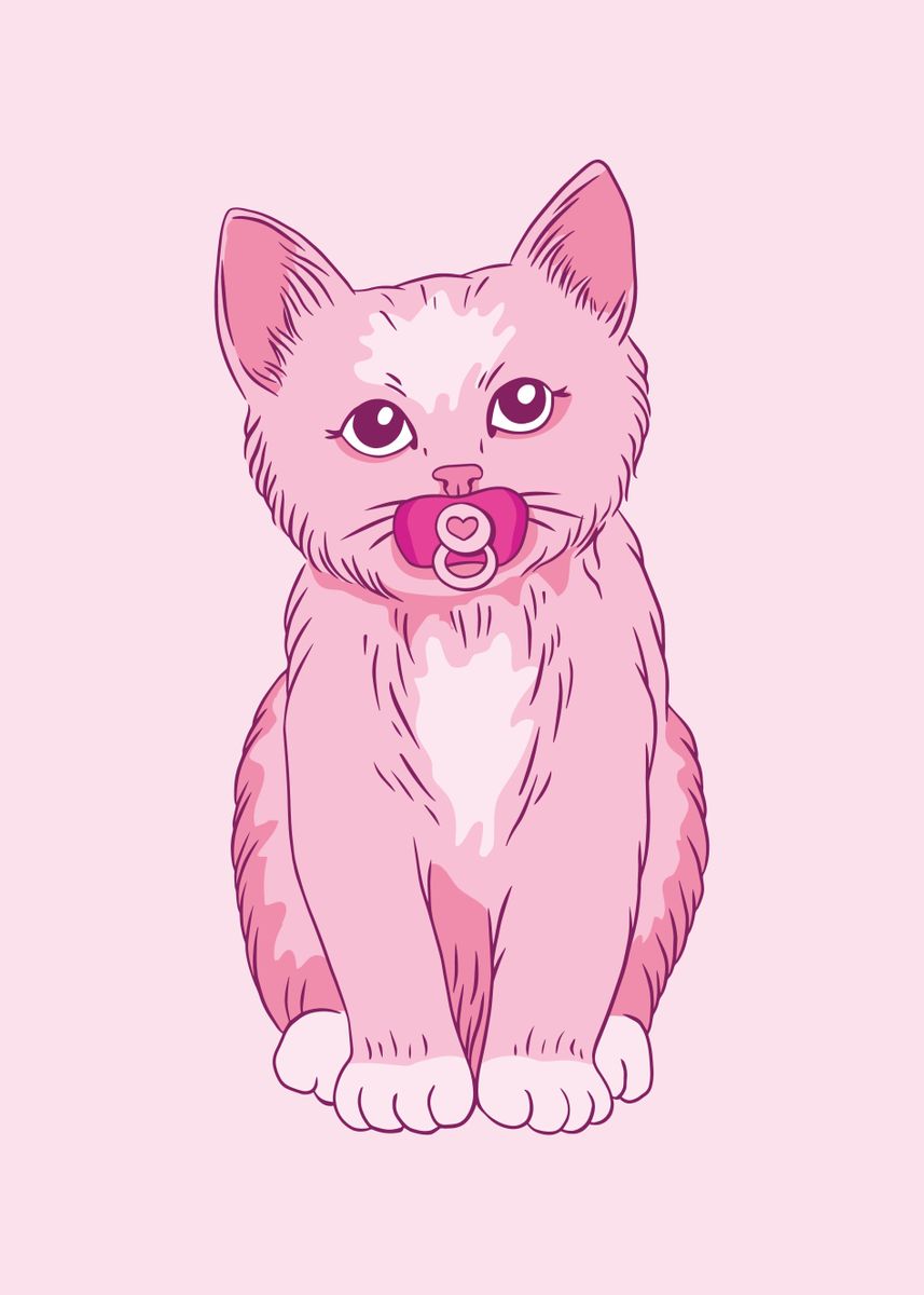 'Pink Baby Kitten' Poster, picture, metal print, paint by StonerPlates ...