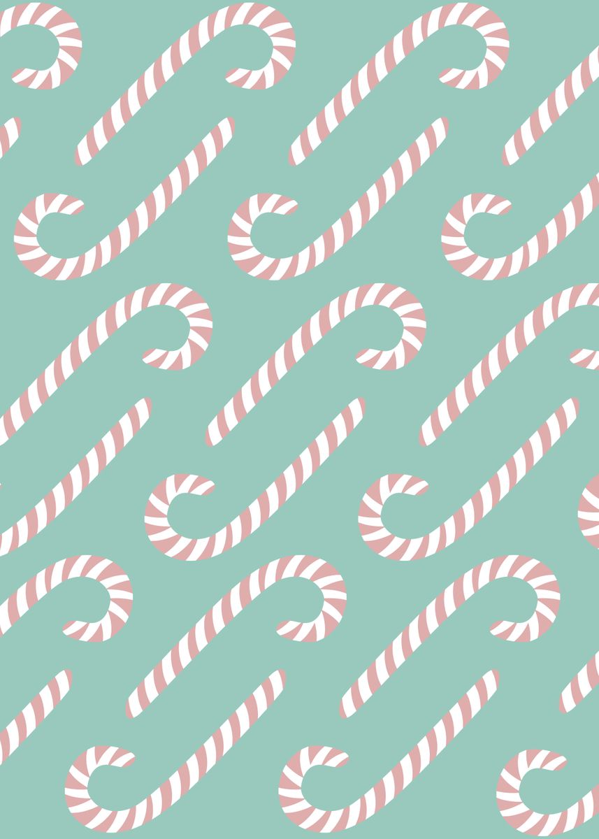 'Candy canes pattern' Poster, picture, metal print, paint by CiniArt ...