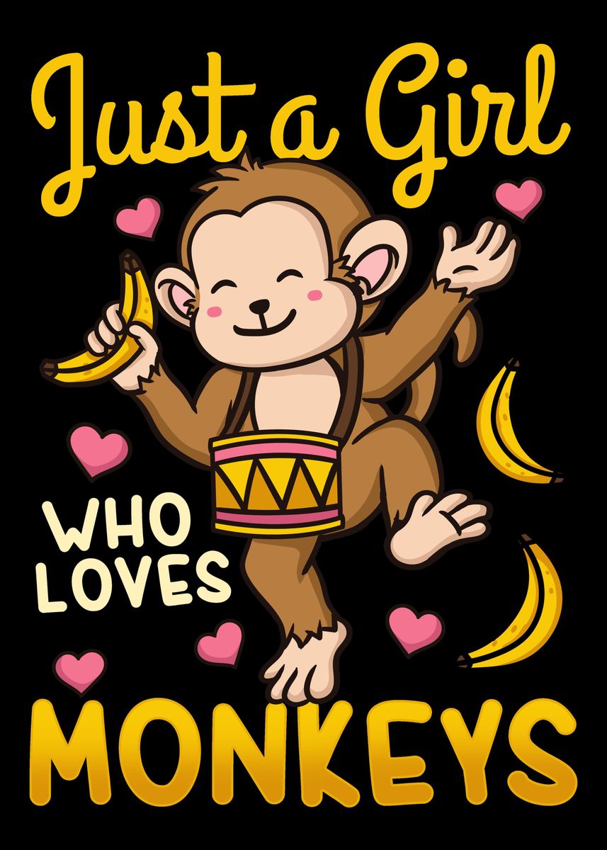 'Monkey Lover' Poster, picture, metal print, paint by BLVCKPLATE | Displate