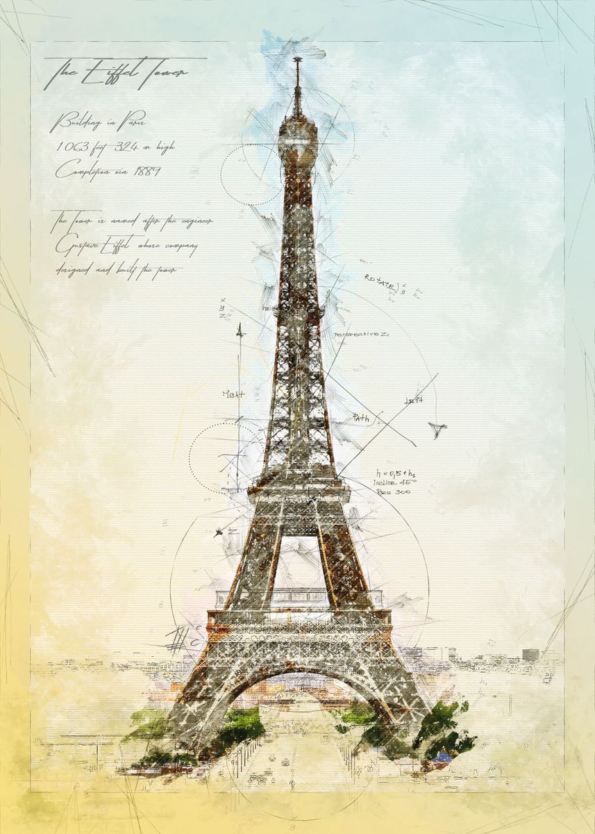 'Eiffel Tower Paris' Poster by Theo Decker | Displate