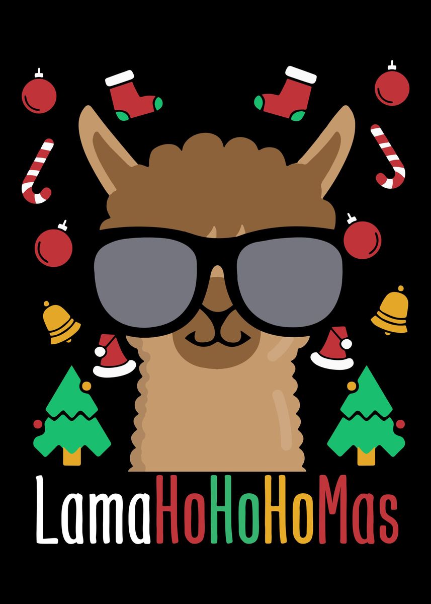 'Christmas Animal Lama' Poster, picture, metal print, paint by ...