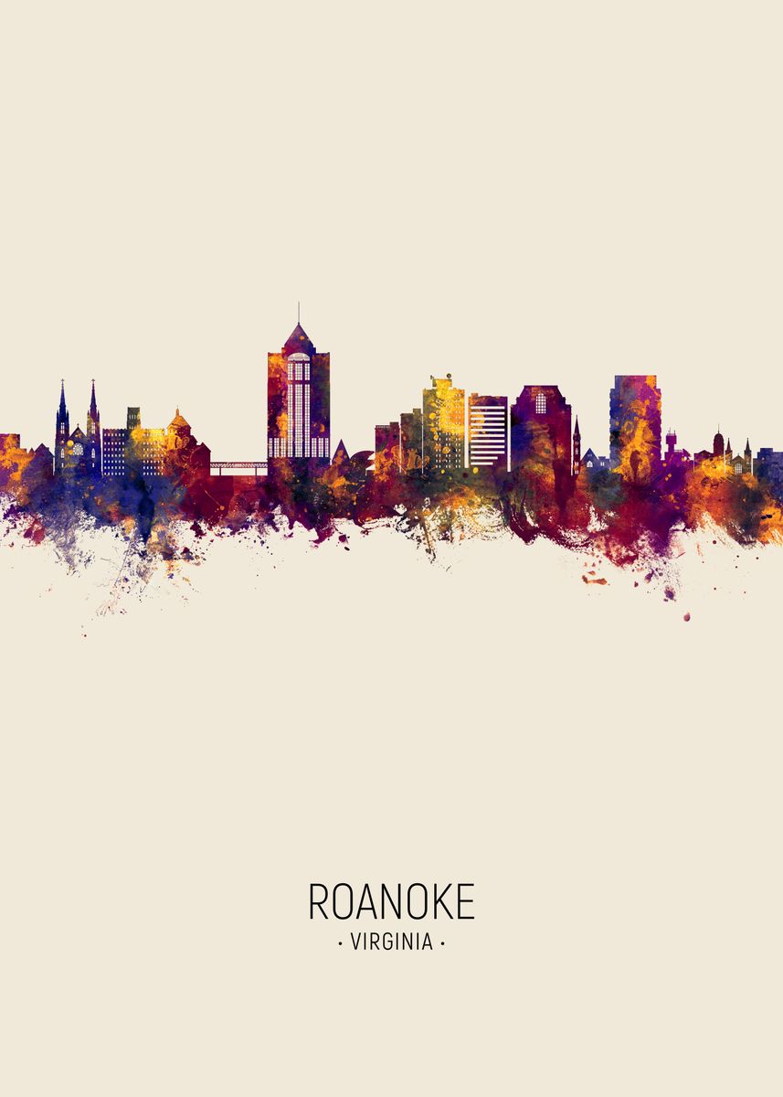 'Roanoke Skyline Virginia' Poster by Michael Tompsett | Displate