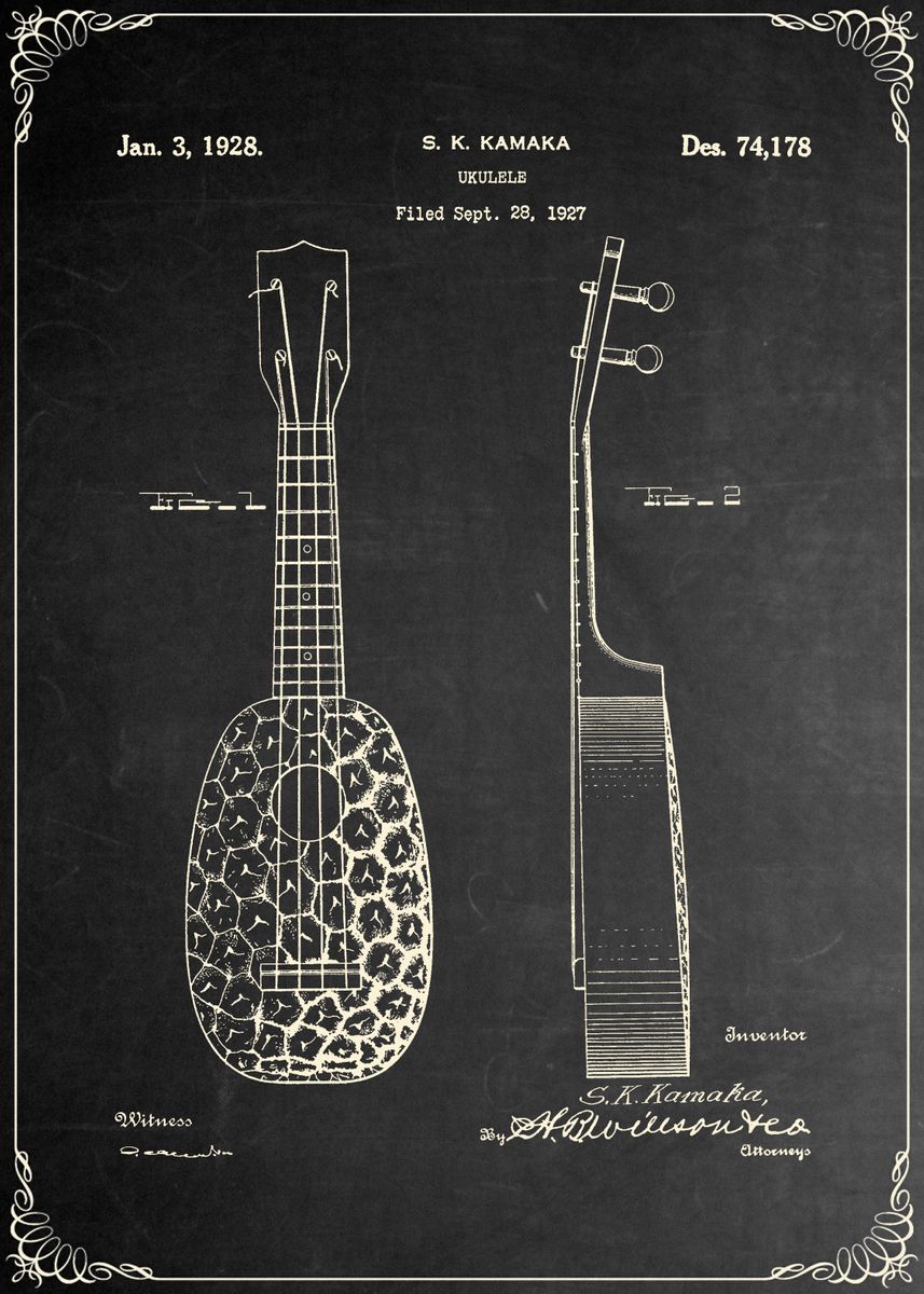 'Ukulele Patent Blueprint' Poster by osmik | Displate