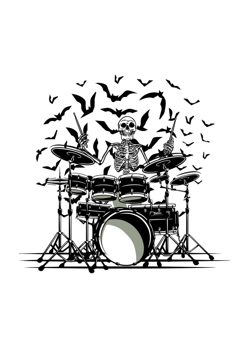 'Horror Skull Drummer' Poster, picture, metal print, paint by ...