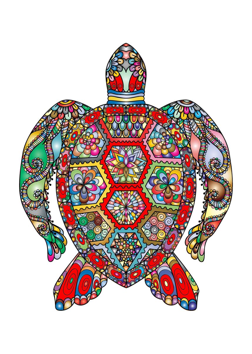 'Abstract turtle' Poster, picture, metal print, paint by Plim | Displate