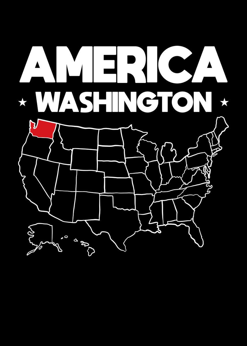'USA gift Washington State' Poster, picture, metal print, paint by ...