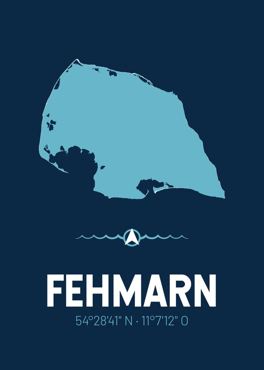 'Fehmarn Map Design' Poster, picture, metal print, paint by ViaMapia ...
