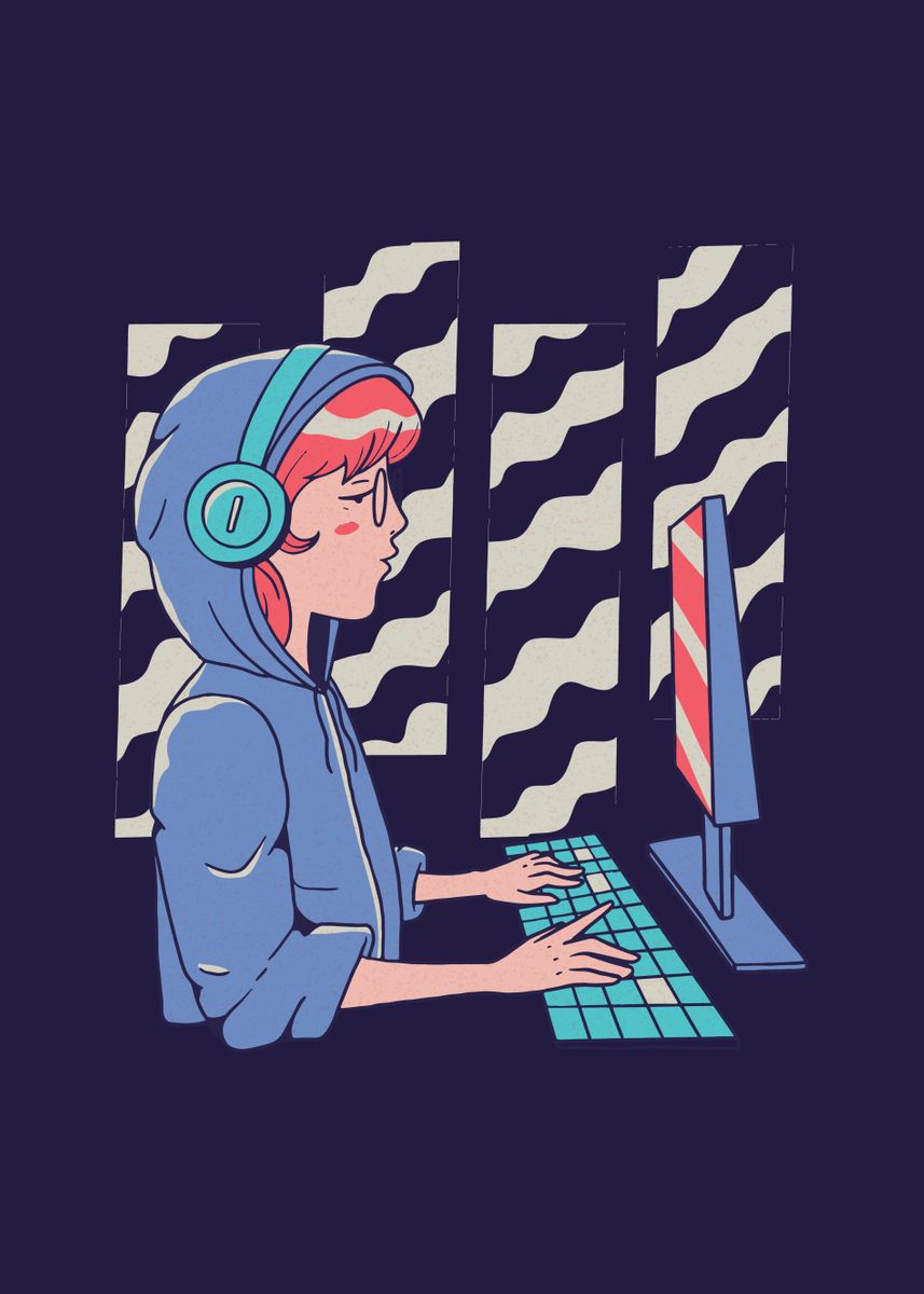 'Coding Anime Girl' Poster by StonerPlates | Displate