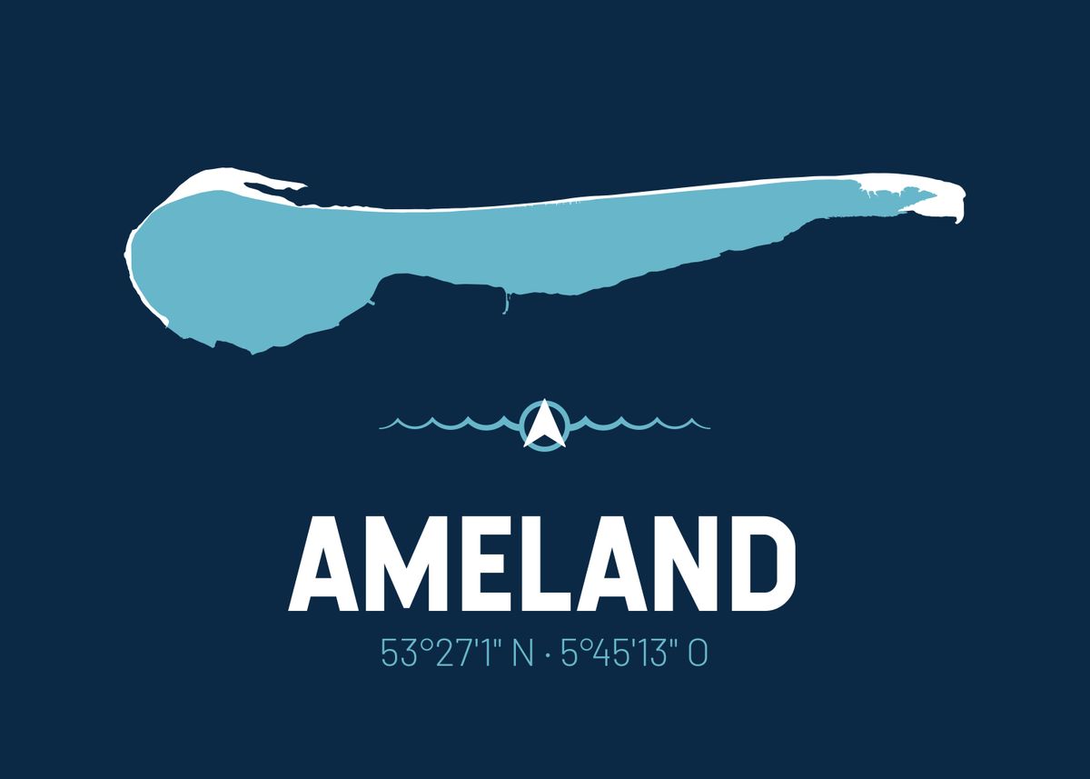 'Ameland Map Design' Poster by ViaMapia | Displate