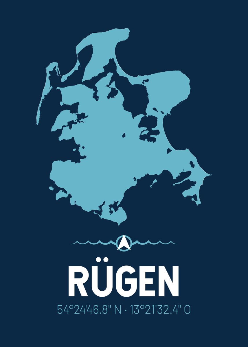 'Rugen Map Design' Poster, picture, metal print, paint by ViaMapia ...