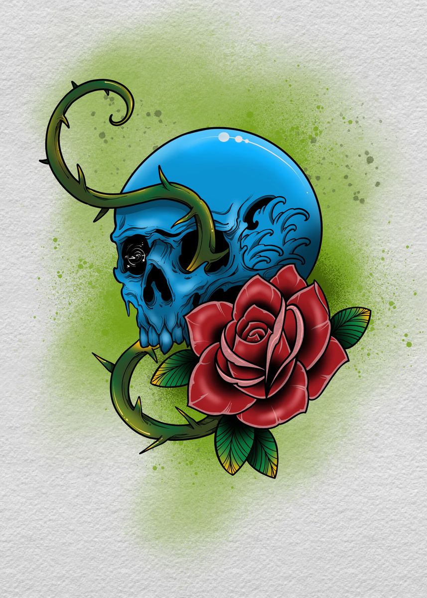 'Skull and Rose' Poster by erick galcon | Displate