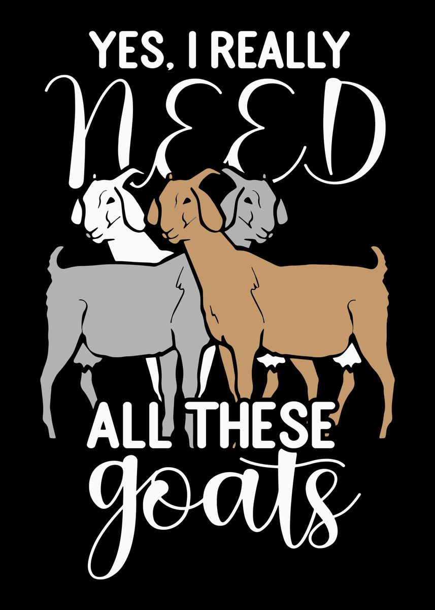 'Goat Goats Lover Kid Farm' Poster, picture, metal print, paint by ...