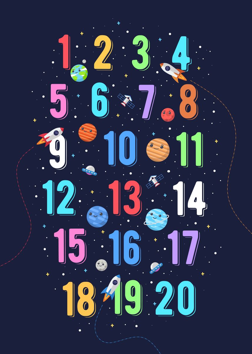 'numbers' Poster, picture, metal print, paint by Yahya Art | Displate