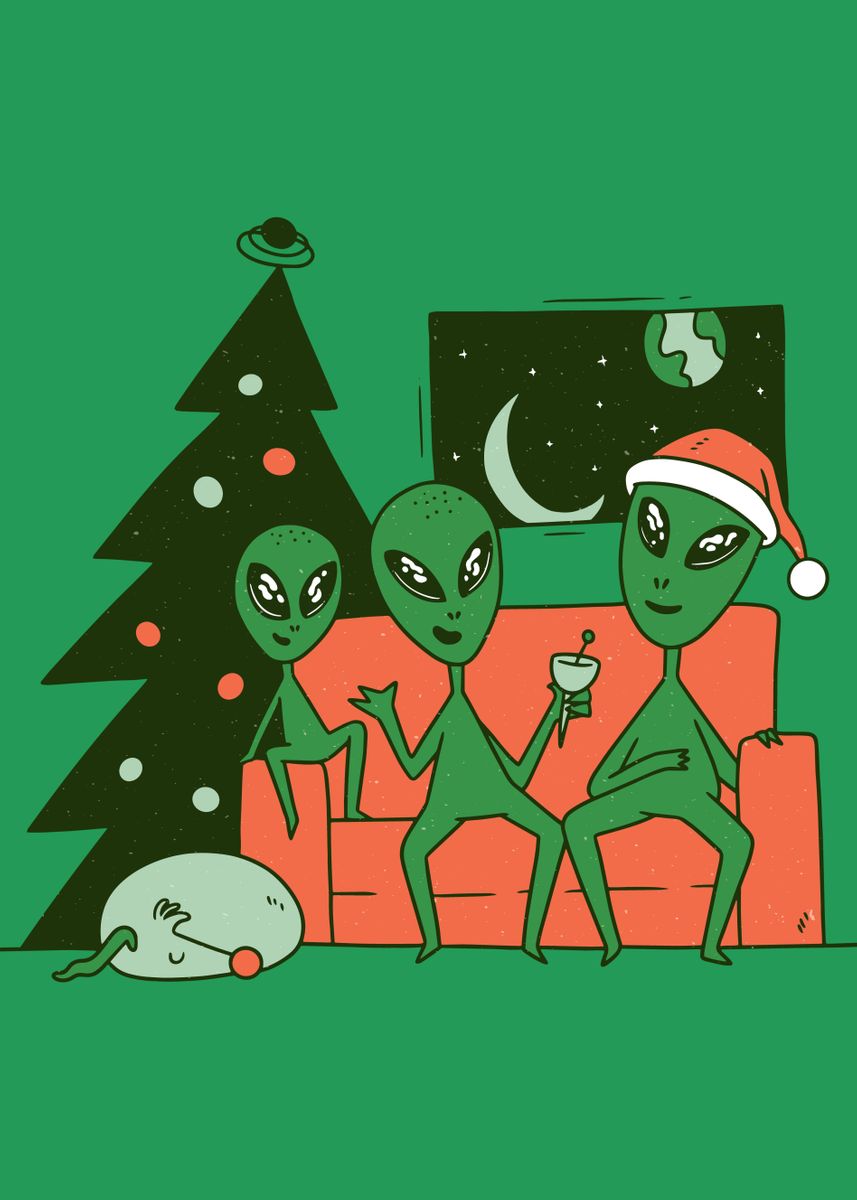 'Alien Christmas' Poster by Adrien Aubourg | Displate