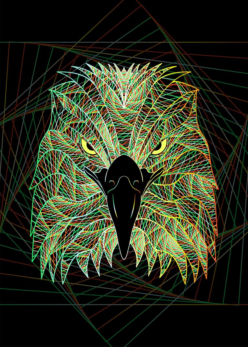 'Eagle zentangle line RGB' Poster by Rockave | Displate