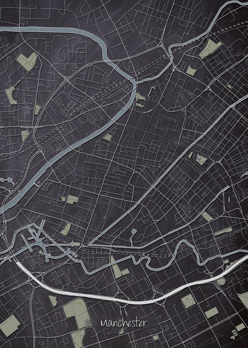 'Manchester Downtown Map' Poster by MauriTz Design | Displate