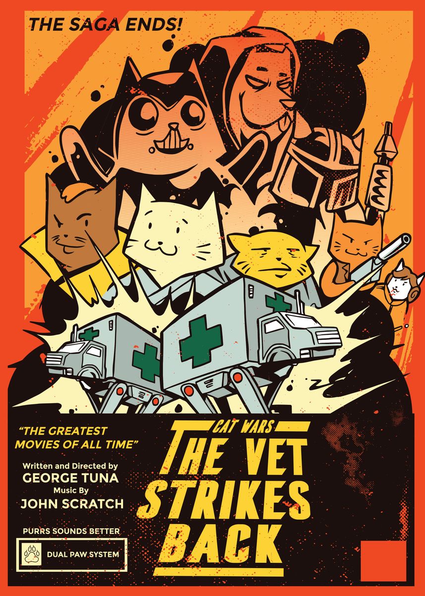 'Cat Wars Movie Poster' Poster, picture, metal print, paint by David ...