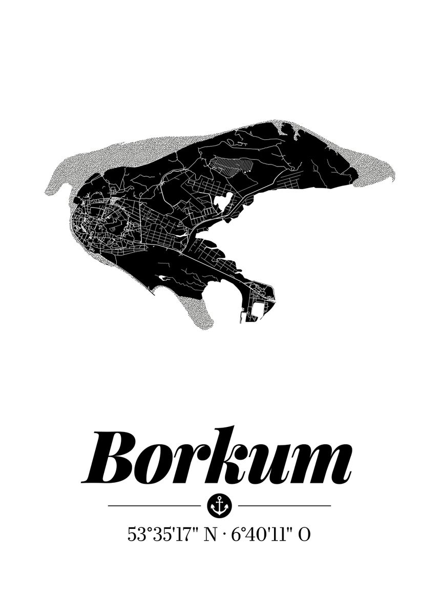 'Borkum Design Map' Poster, picture, metal print, paint by ViaMapia ...