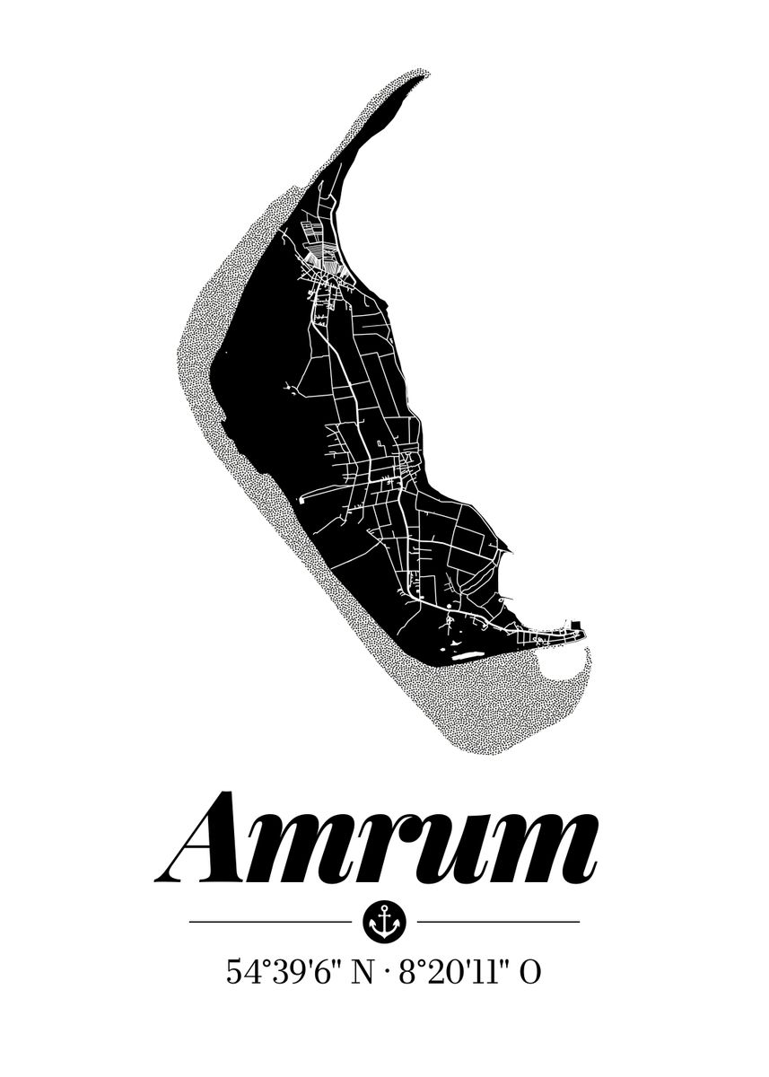 'Amrum Design Map' Poster by ViaMapia | Displate